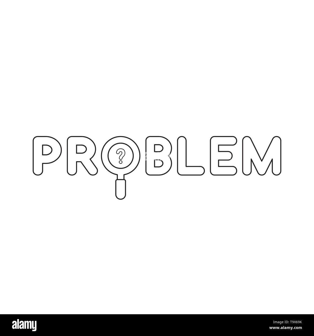 Vector icon concept of problem word with magnifier and question mark ... Vector icon concept of problem word with magnifier and question mark ...
