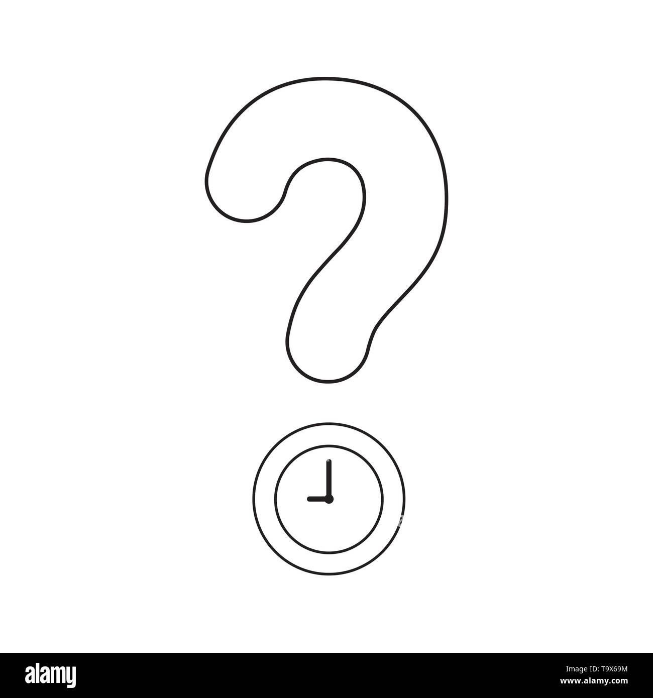 Vector icon concept of question mark with clock time. Black outlines Stock Vector Image & Art ...