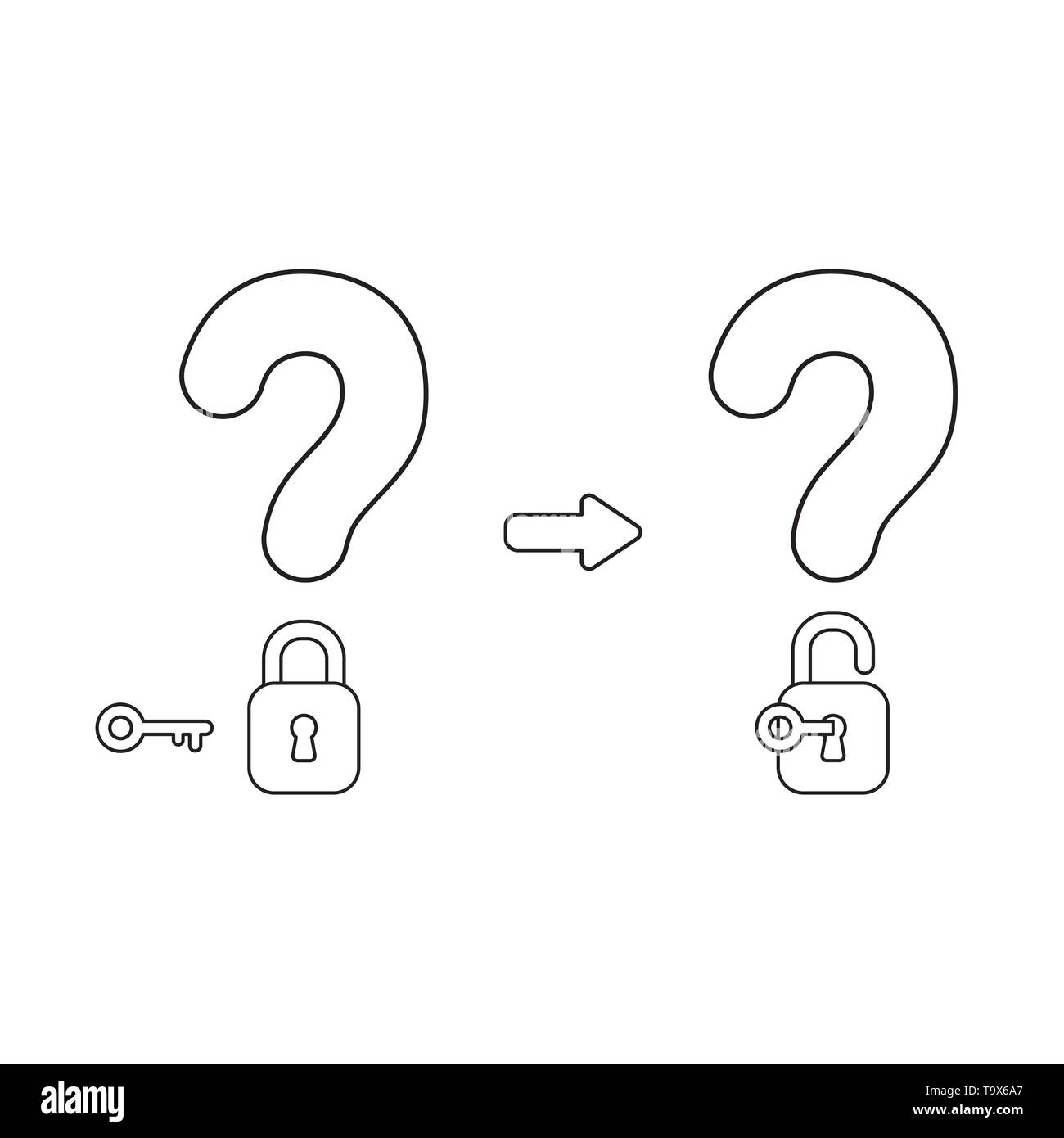 Vector icon concept of question marks with closed and opened padlocks ...
