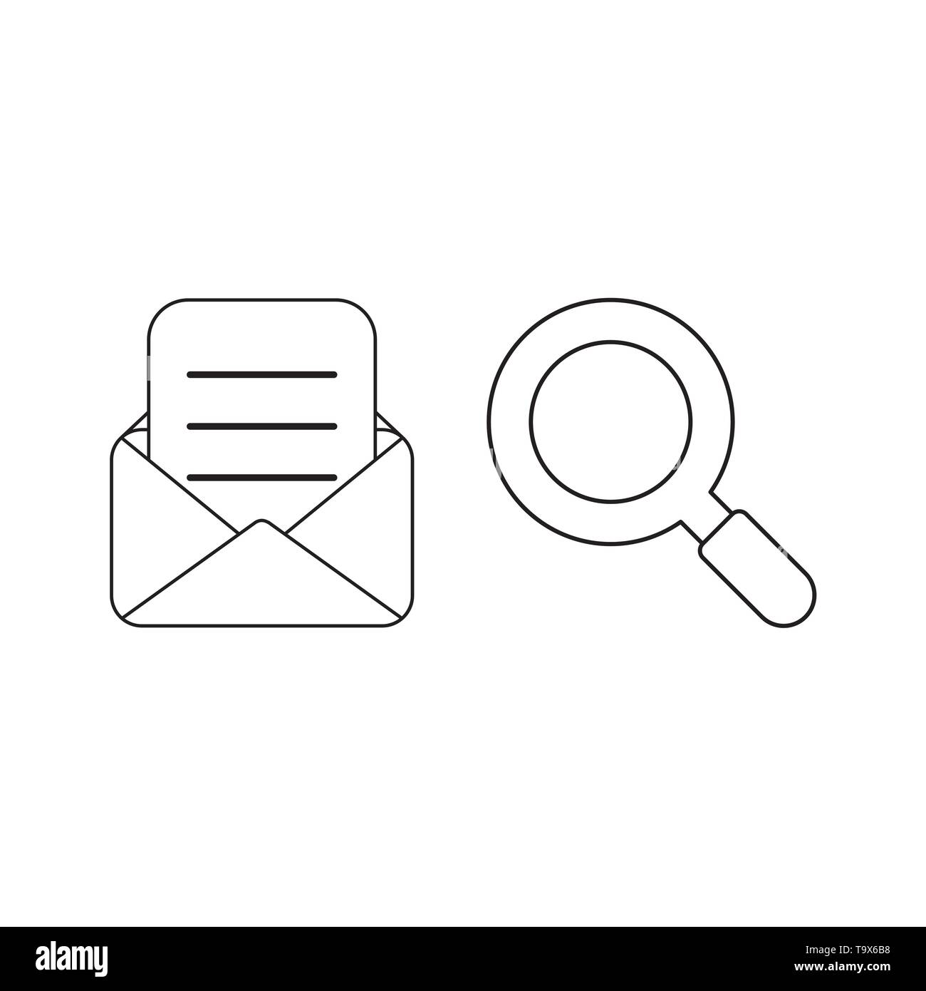 Magnifying glass documents Black and White Stock Photos & Images - Alamy