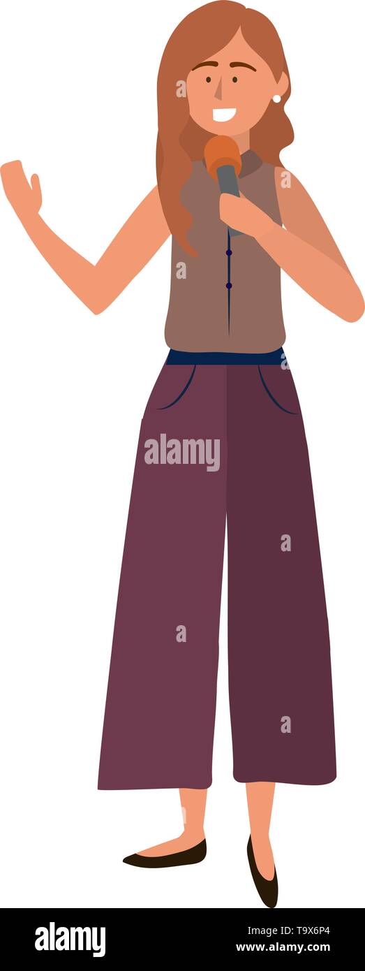 Woman with microphone design, Avatar person human and attractive theme ...