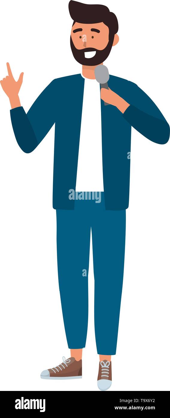 Man with microphone design, Avatar person human and attractive theme ...