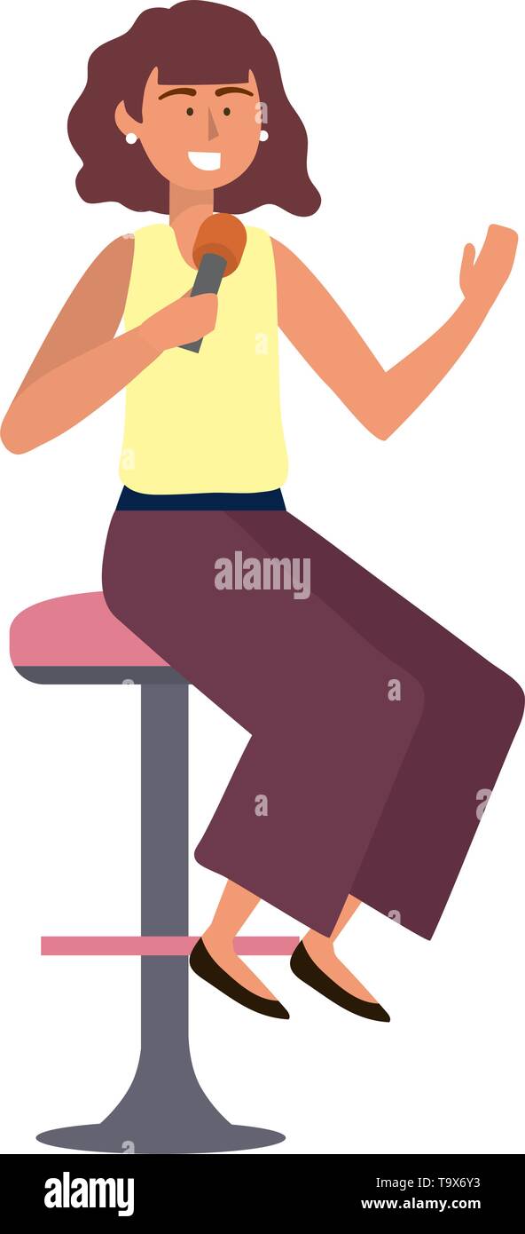 Woman with microphone design, Avatar person human and attractive theme ...