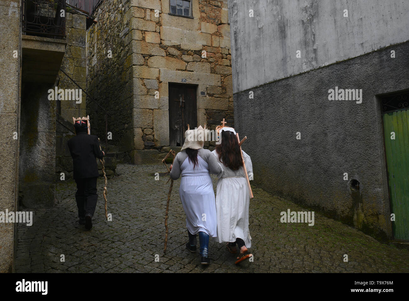 The traditional Entrudo (Carnival) of Lazarim, where on Tuesday people ...