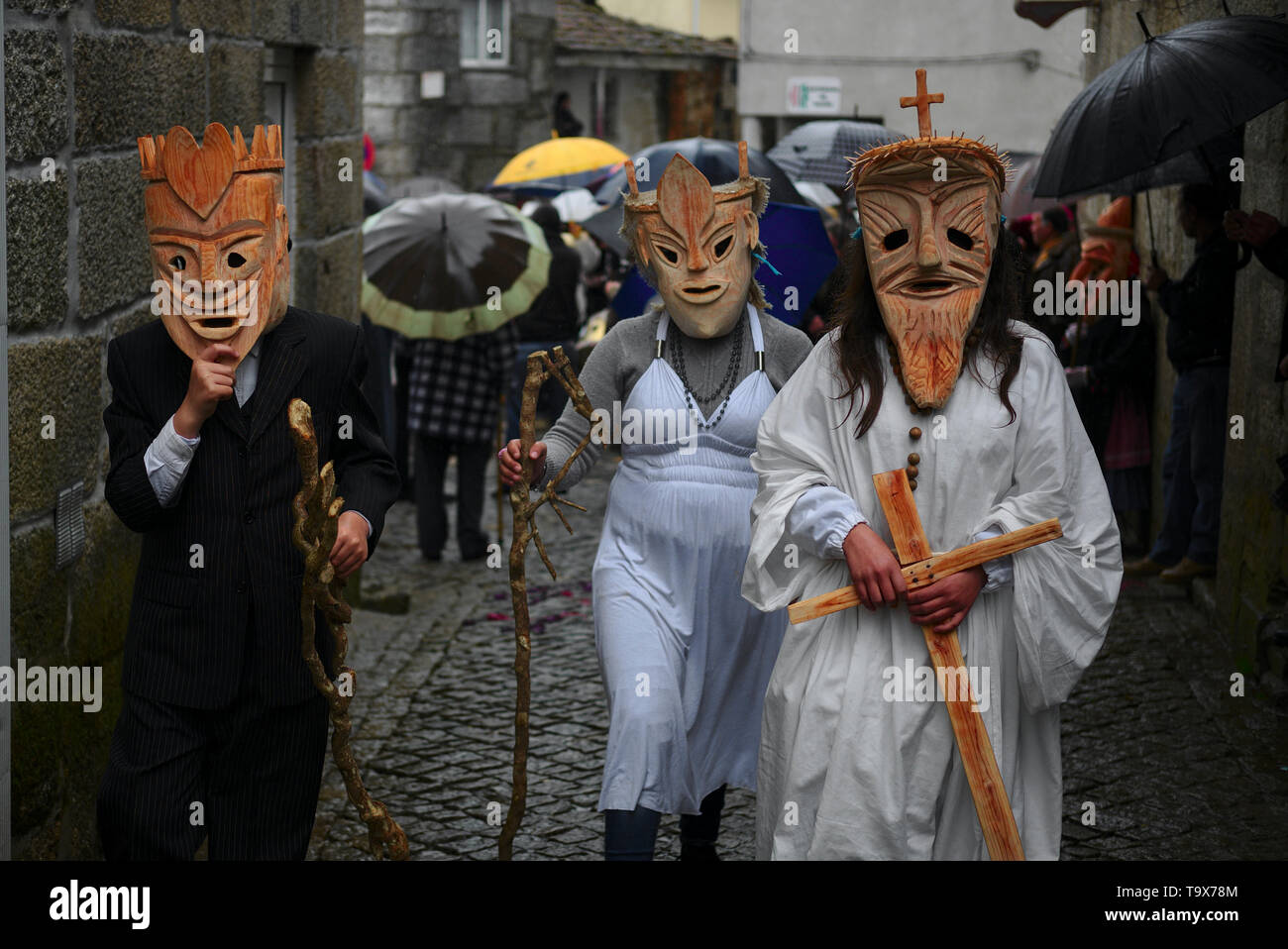 The traditional Entrudo (Carnival) of Lazarim, where on Tuesday people ...