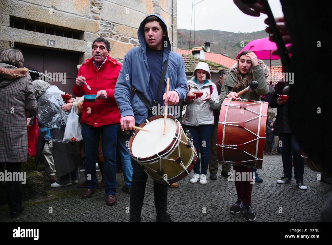 The traditional Entrudo (Carnival) of Lazarim, where on Tuesday people ...