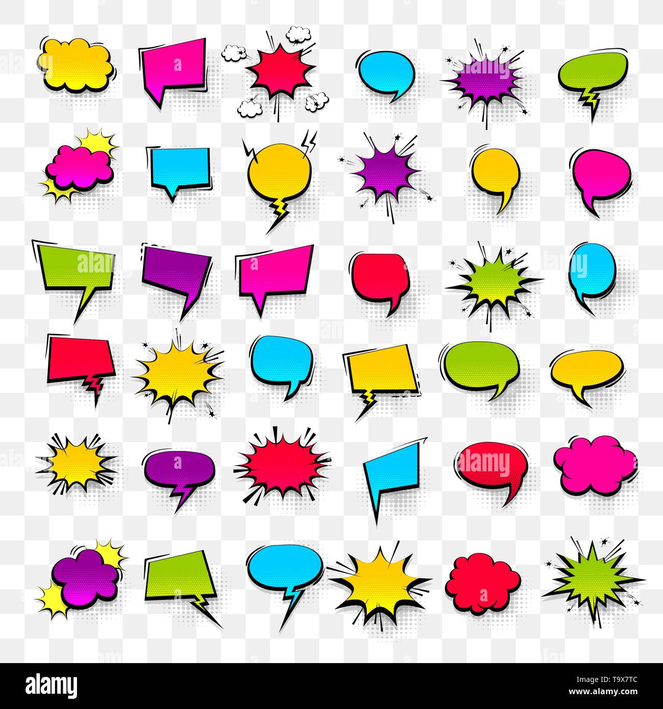 Big set hand drawn effects comic speech bubbles Stock Vector Image ...