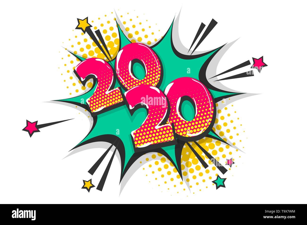 2020 year pop art comic book text speech bubble Stock Vector Image ...