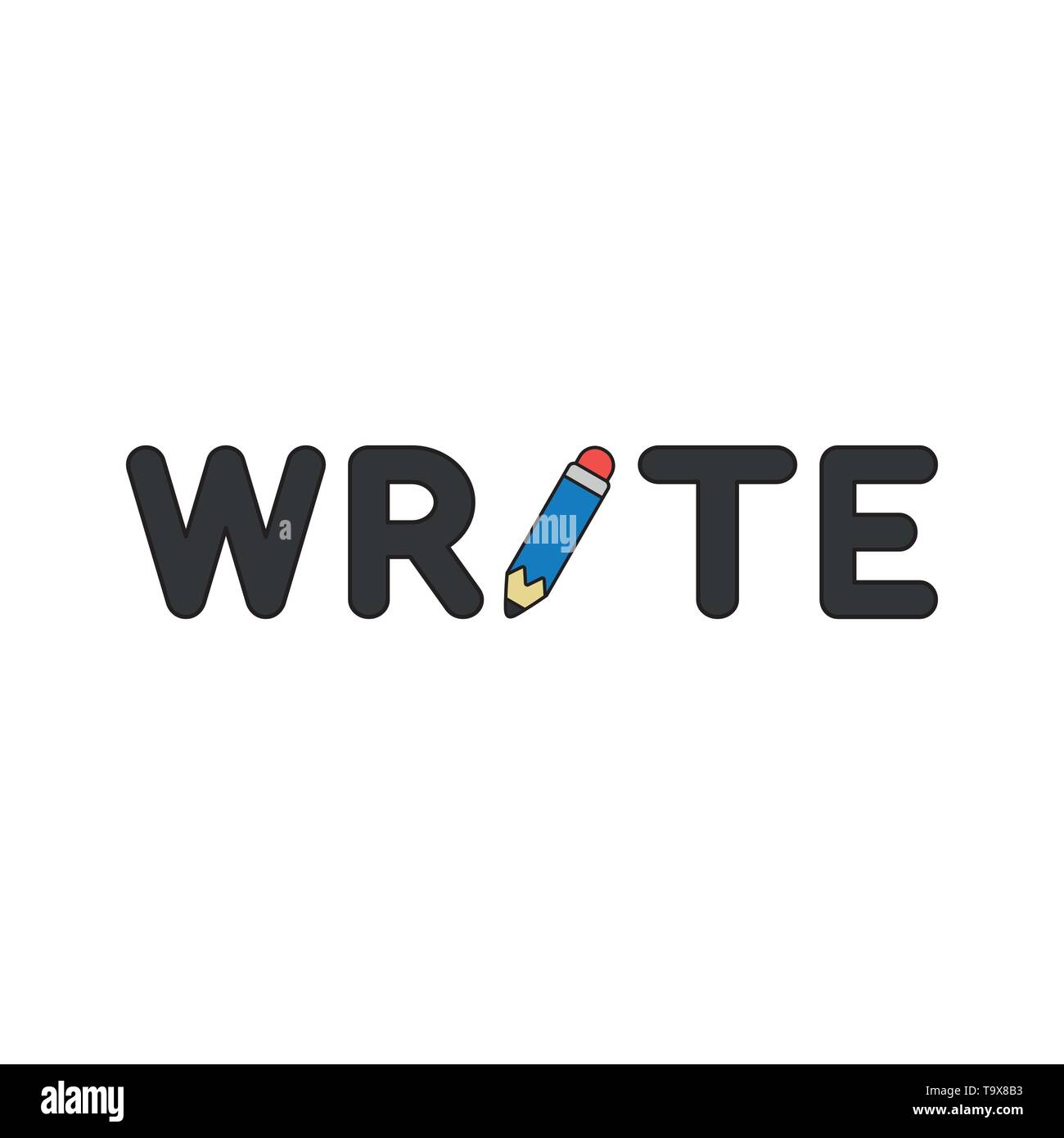 Vector icon concept of black write word with pencil. Black outlines and ...