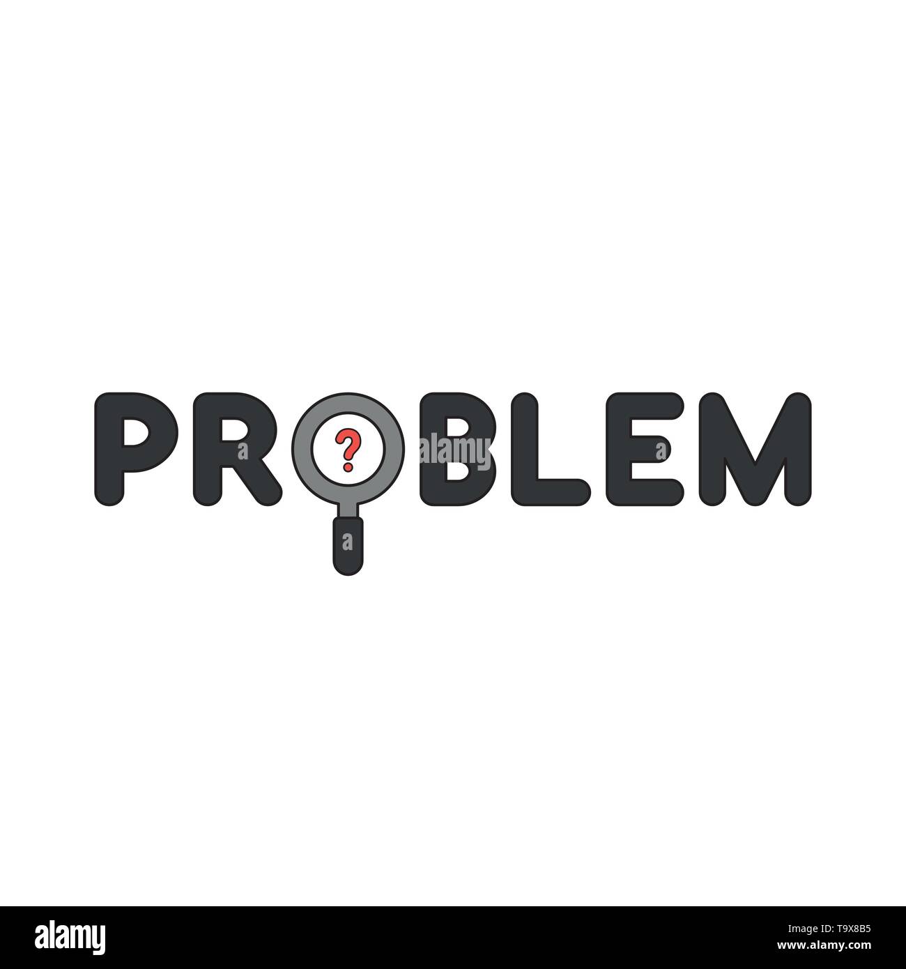 Vector icon concept of problem word with magnifying glass and question ...