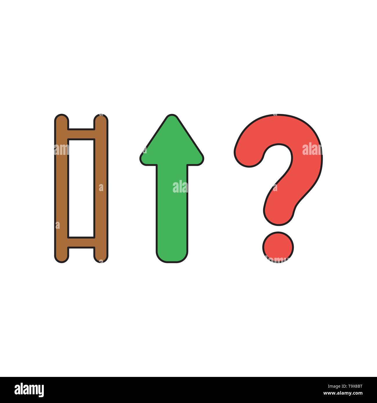 Vector icon concept of ladder with missing steps, arrow moving up and ...