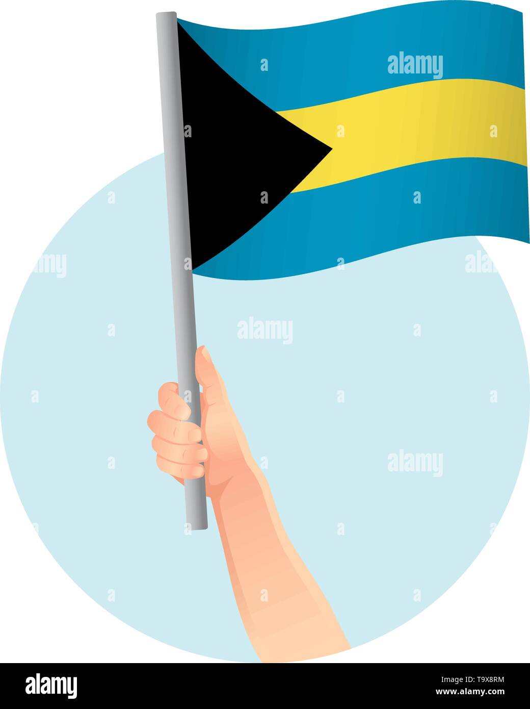 Bahamas flag in hand. Patriotic background. National flag of Bahamas ...