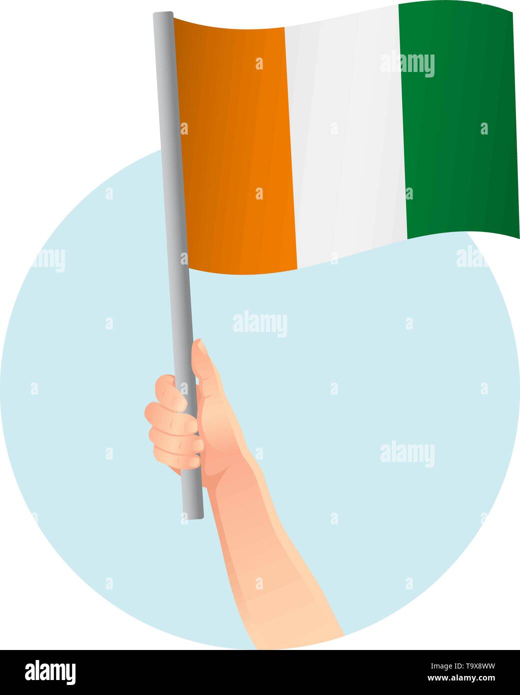 Cote Divoire Ivory Coast Flag In Hand Patriotic Background