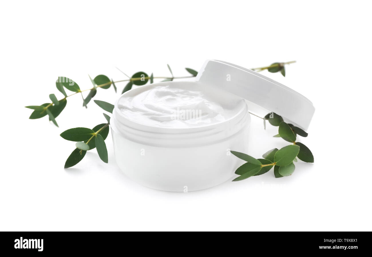 Jar of cream on white background Stock Photo - Alamy