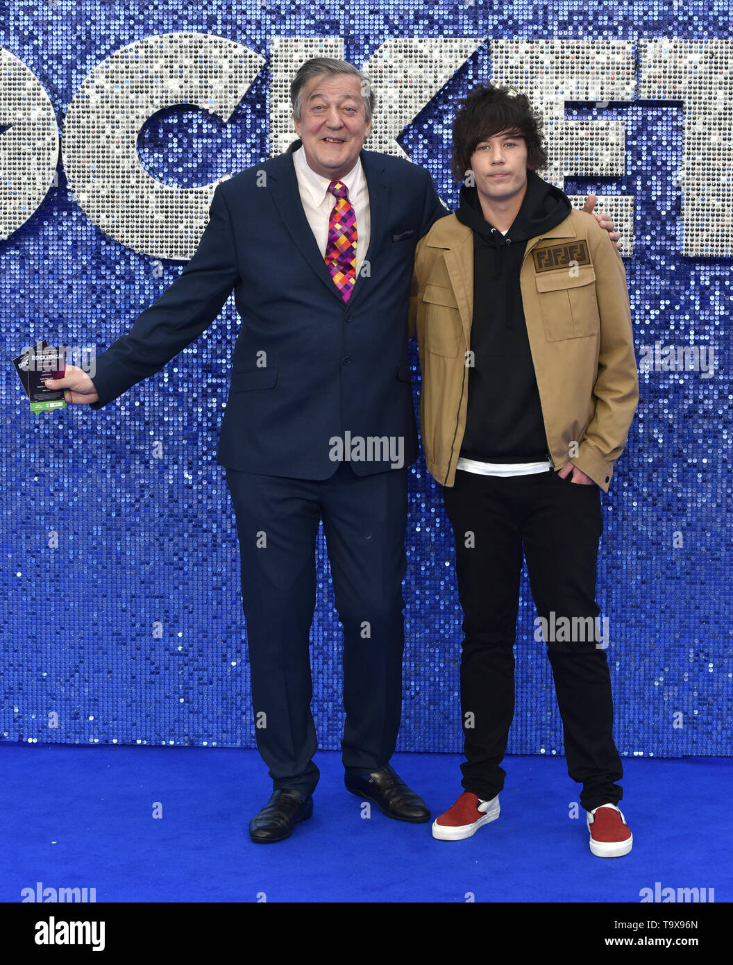 Stephen Fry and Elliott Spencer are seen during the Rocketman UK ...