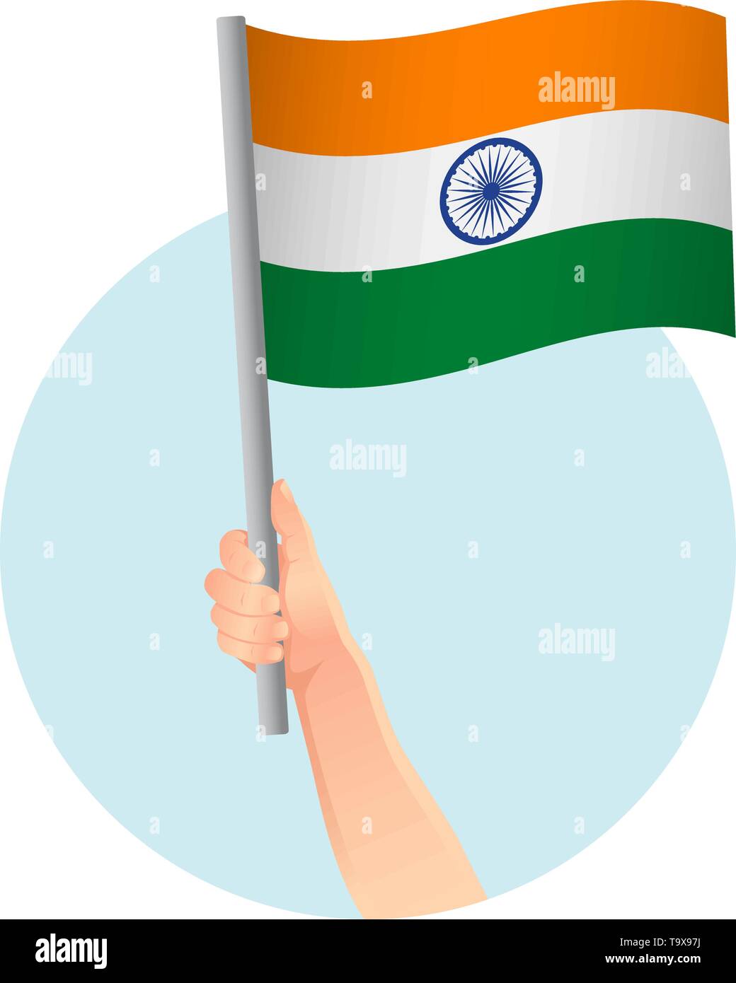 India flag in hand. Patriotic background. National flag of India vector ...