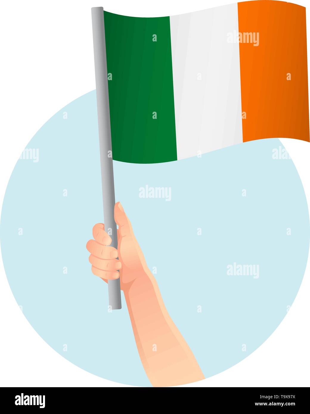 Ireland flag in hand. Patriotic background. National flag of Ireland ...
