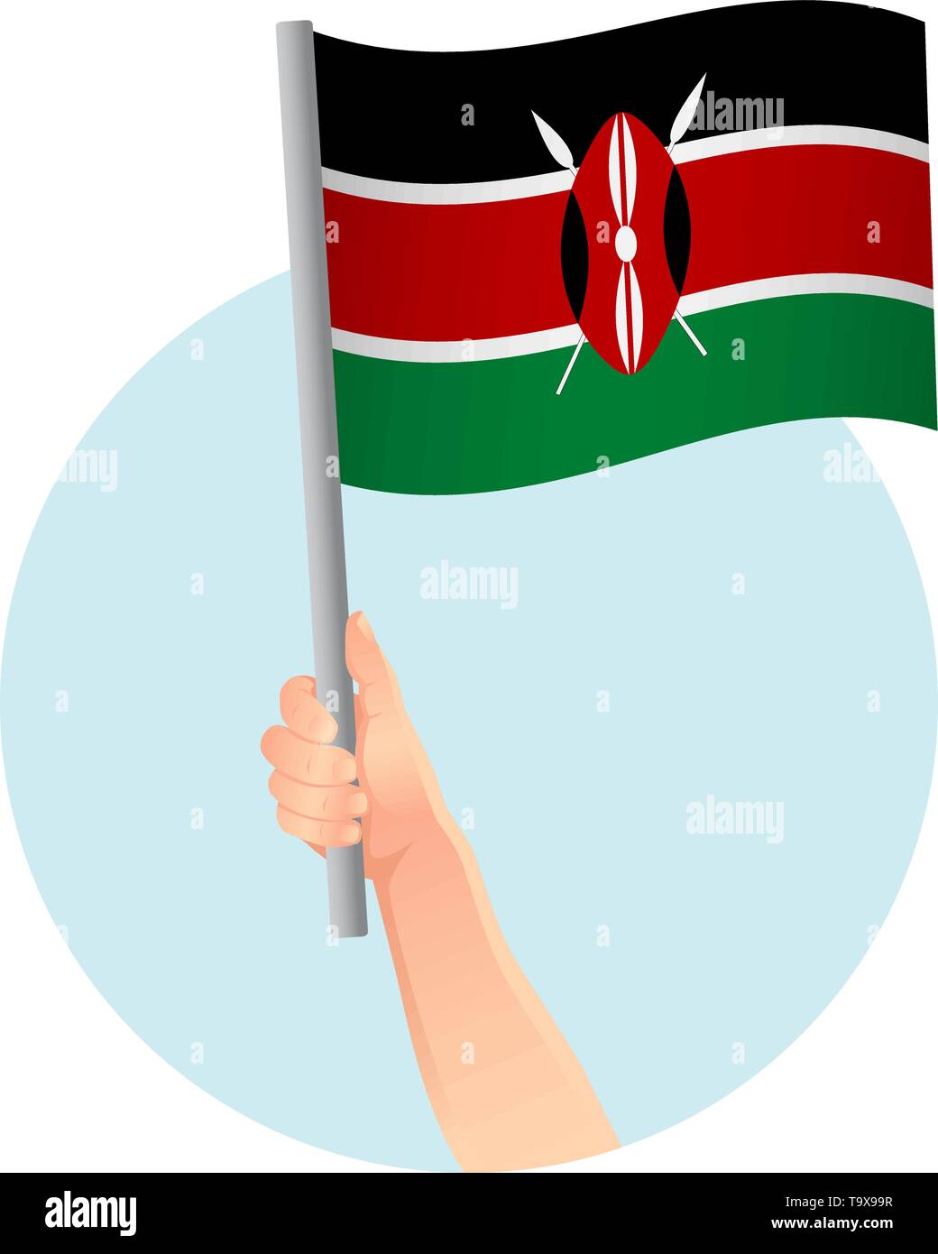Kenya flag in hand. Patriotic background. National flag of Kenya vector ...