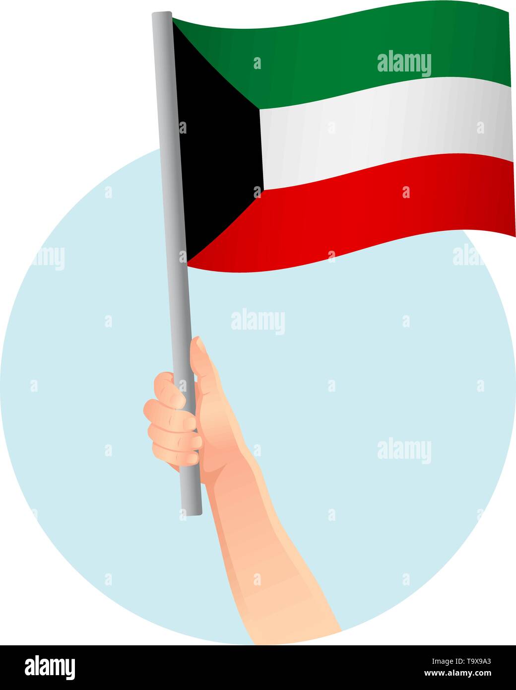 kuwait flag in hand. Patriotic background. National flag of Kuwait ...