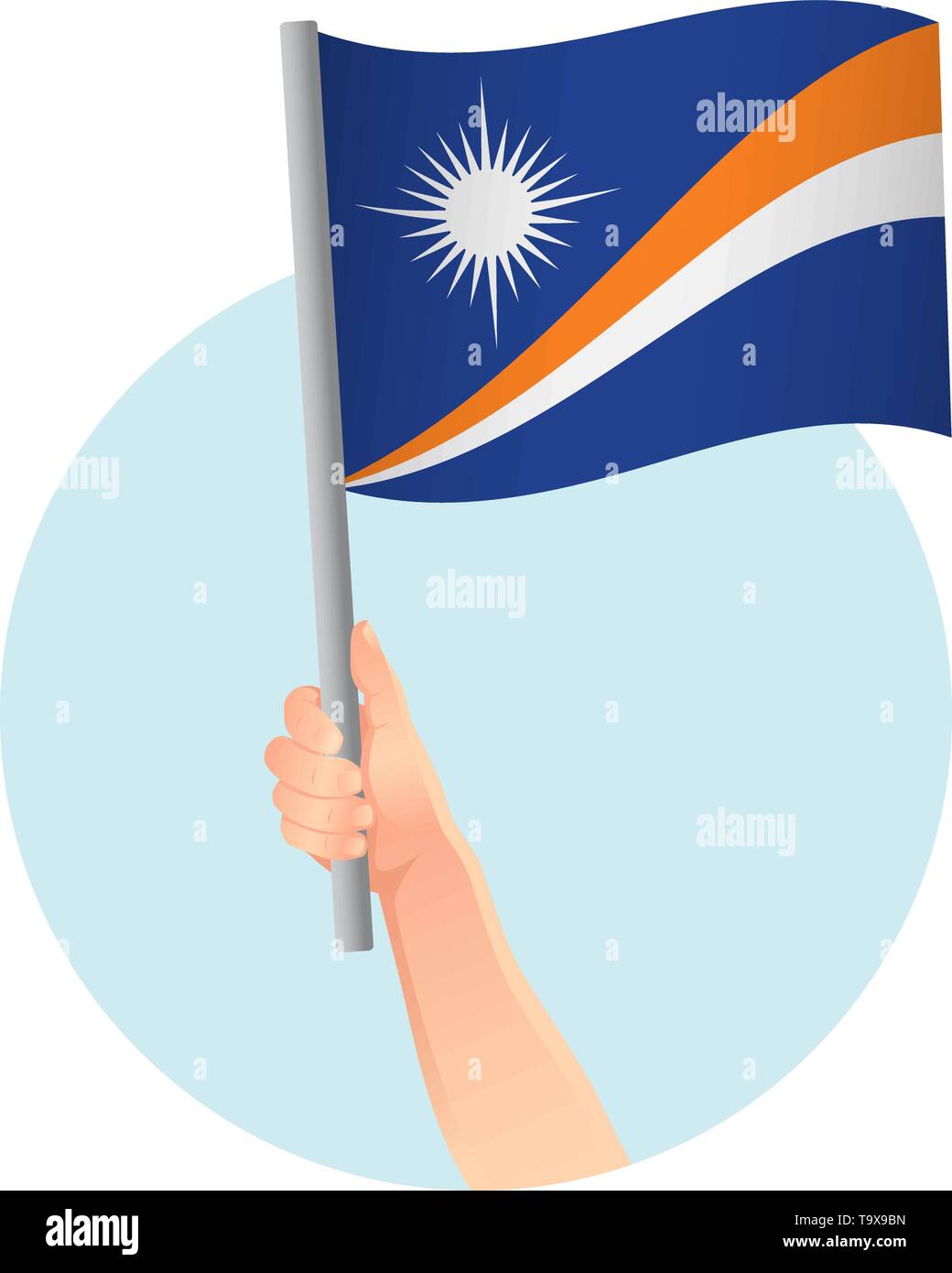 Marshall Islands flag in hand. Patriotic background. National flag of ...