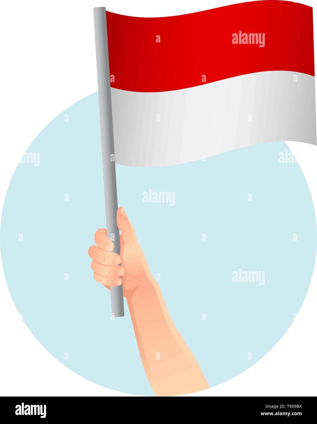 Monaco flag in hand. Patriotic background. National flag of Monaco ...