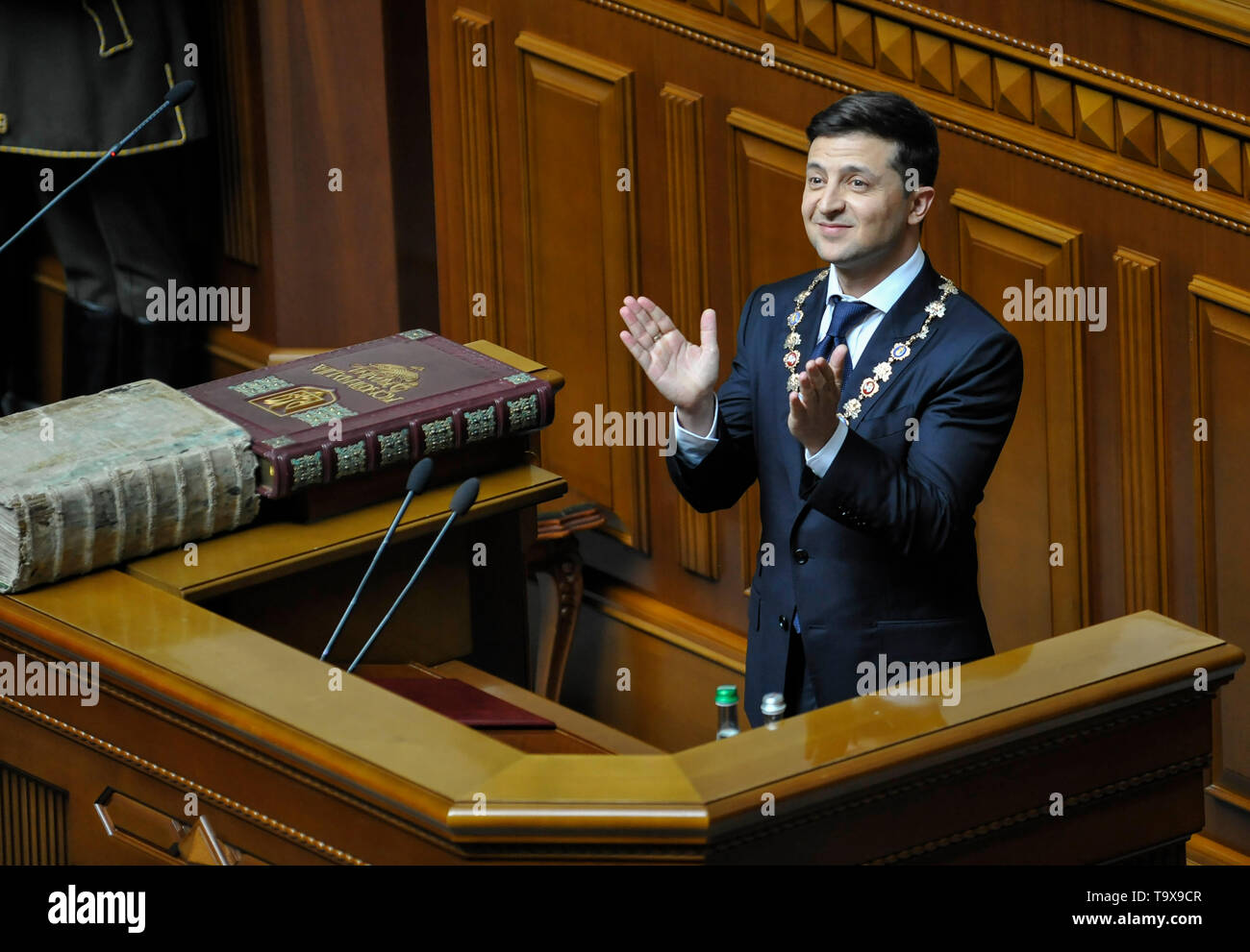 New Ukrainian president Volodymyr Zelensky during his inauguration ...