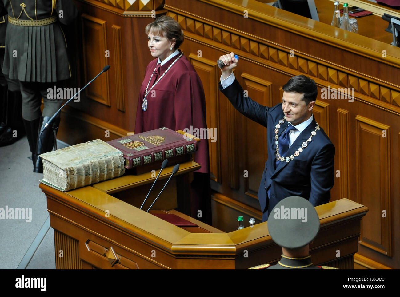 New Ukrainian president Volodymyr Zelensky during his inauguration ...
