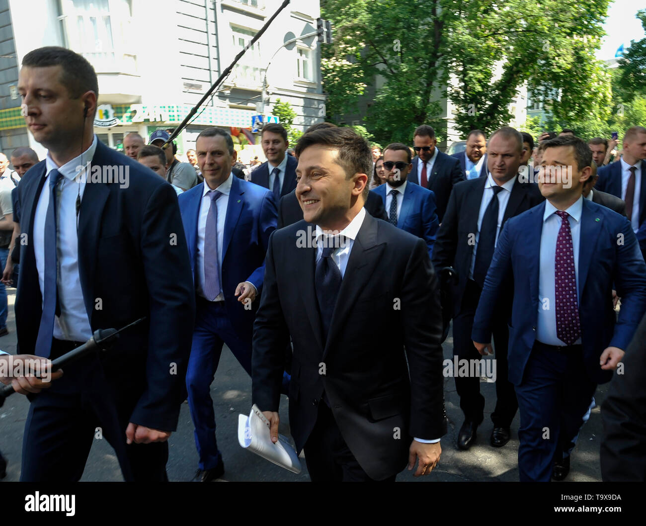 New Ukrainian president Volodymyr Zelensky seen walking to the ...