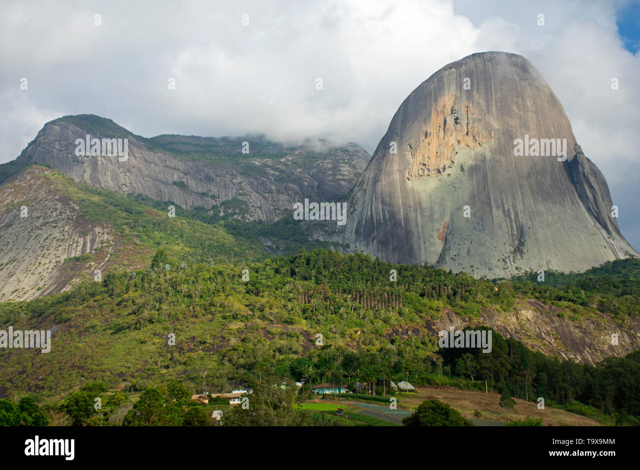 View of famous Blue Rock at the entrance to the Pedra Azul State Park ...