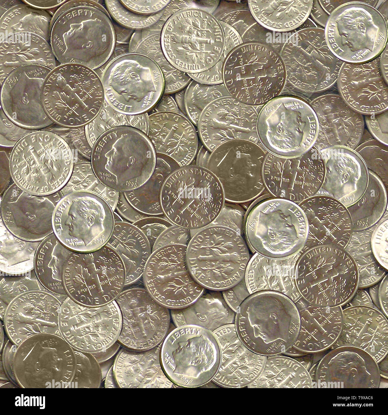 United States Dime Coins Seamless Texture Tile Stock Photo - Alamy