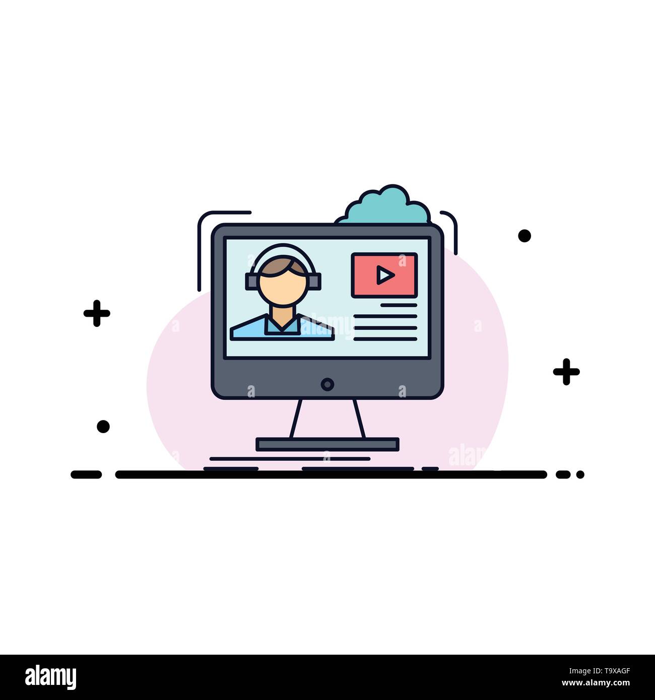 tutorials, video, media, online, education Flat Color Icon Vector Stock ...