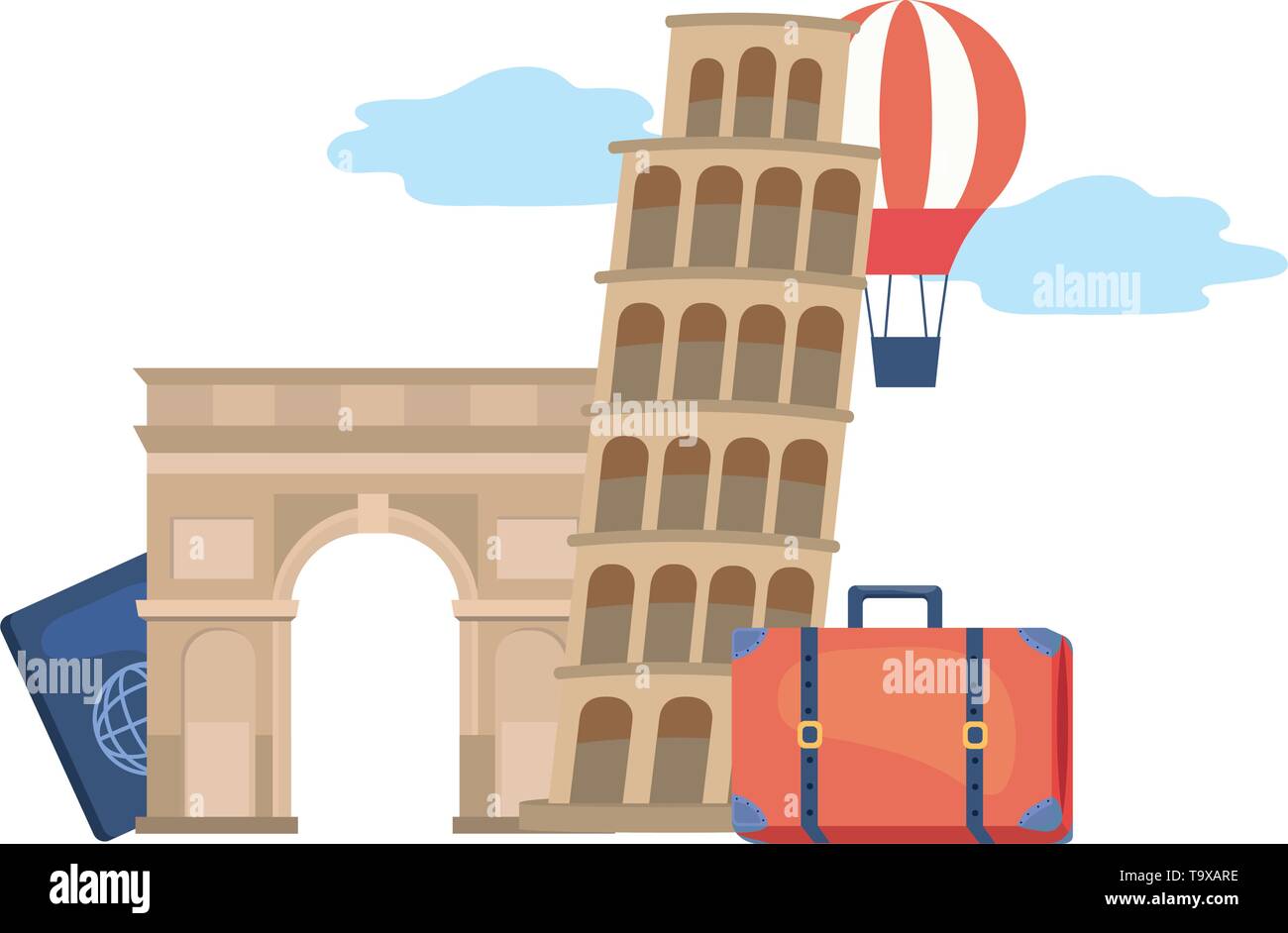 landmark design, Travel trip vacation tourism journey and tourist theme ...