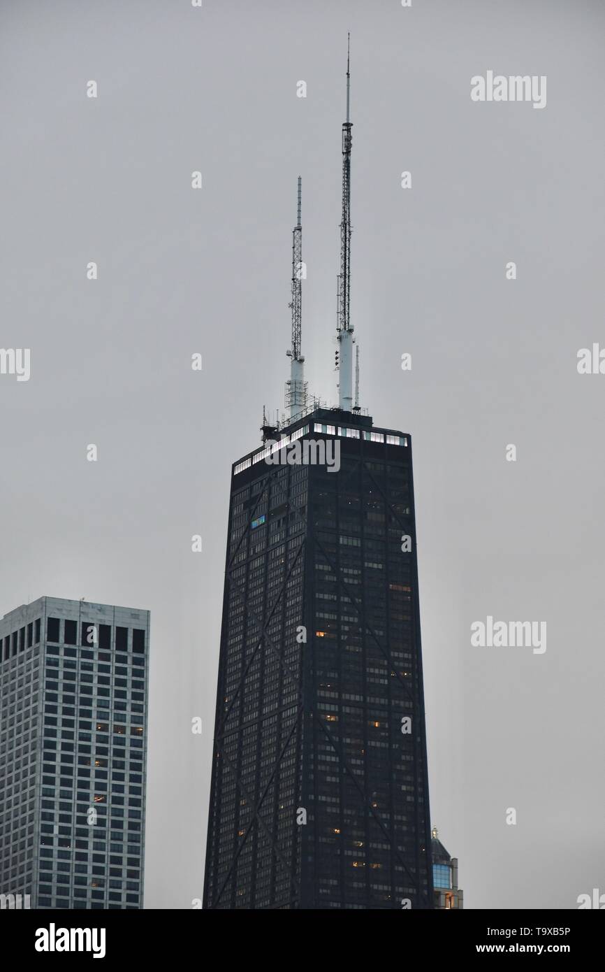 The iconic John Hancock Center in the Near North neighborhood, Chicago ...