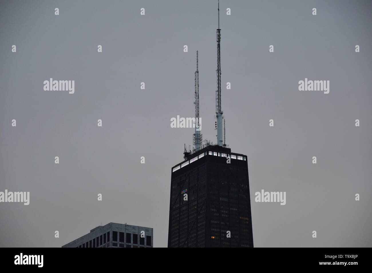 The iconic John Hancock Center in the Near North neighborhood, Chicago ...