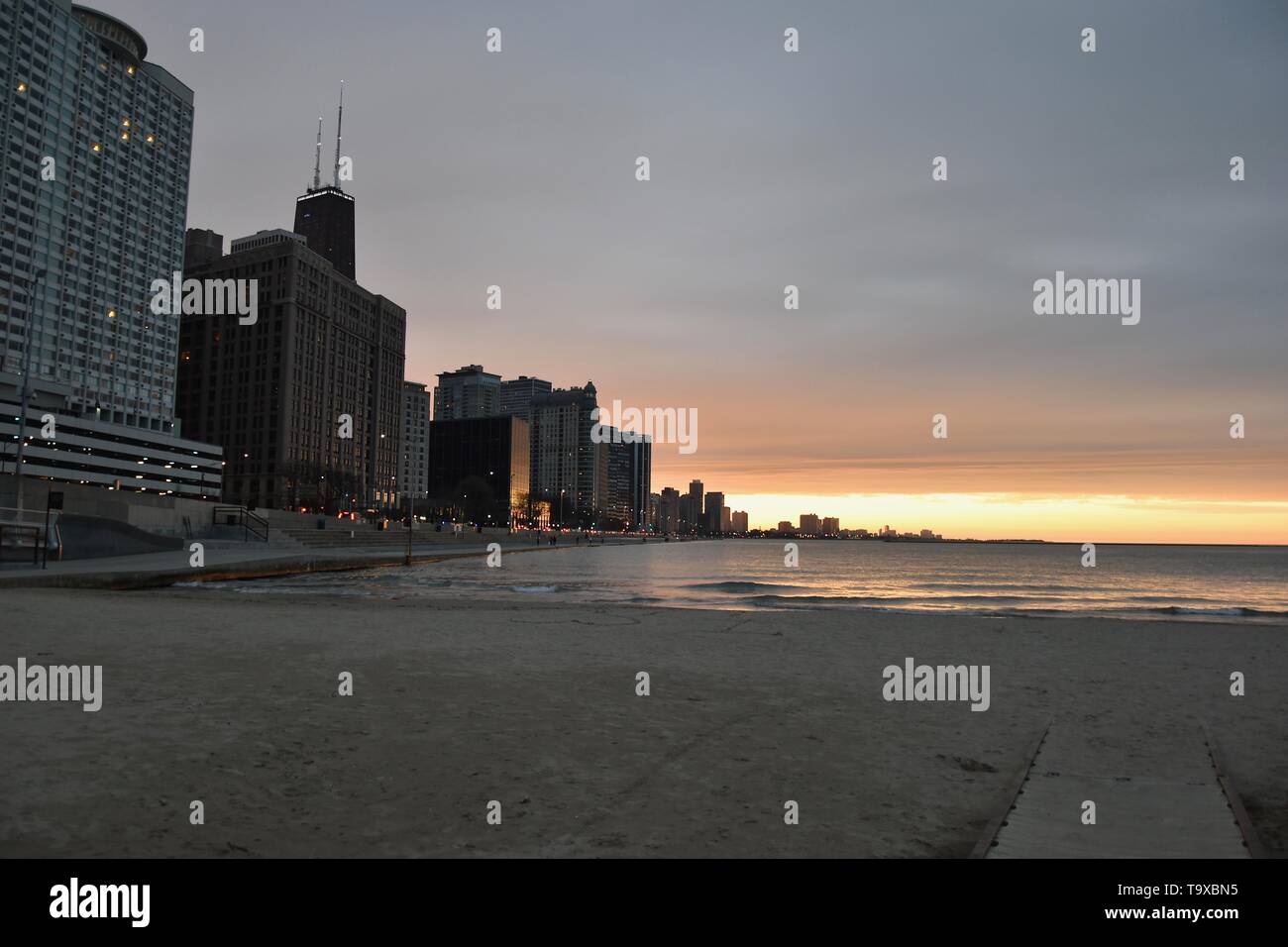 Chicago's iconic Gold Coast along the Lake Michigan waterfront dotted ...