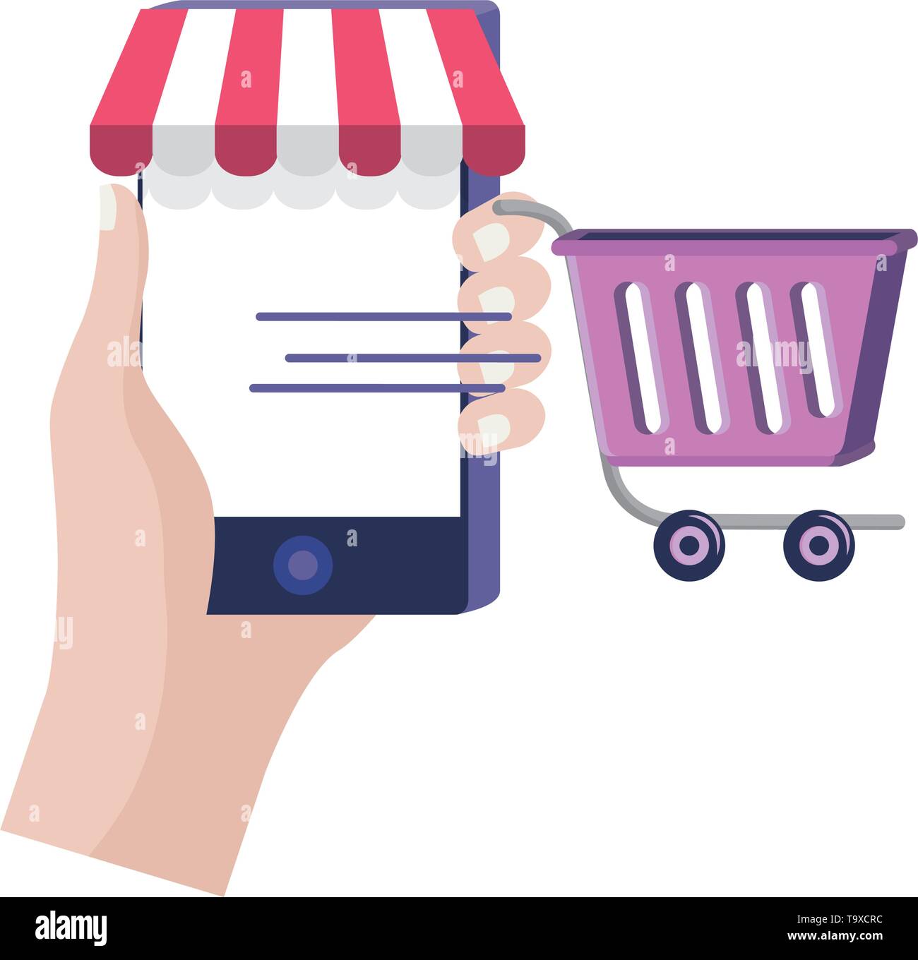 Hand holding smartphone design, Store shopping online ecommerce media ...