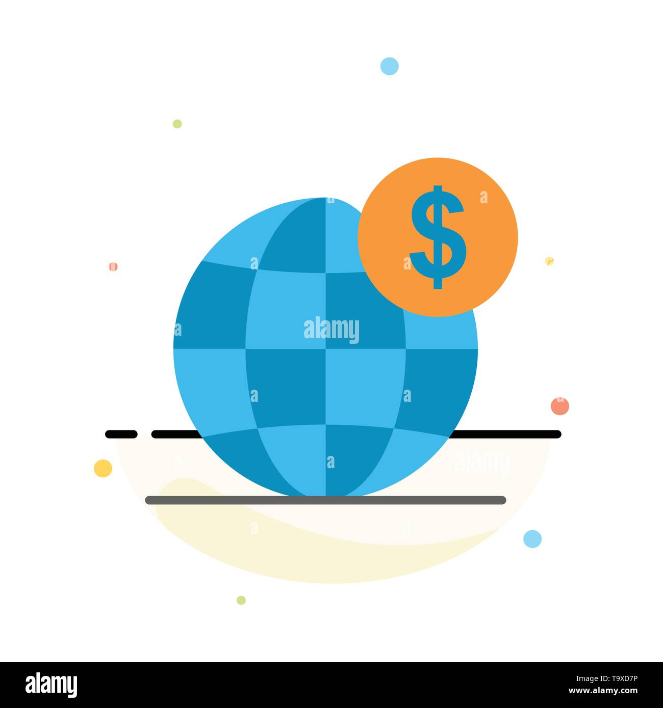 Dollar, Global, Business, Globe, International Abstract Flat Color Icon ...