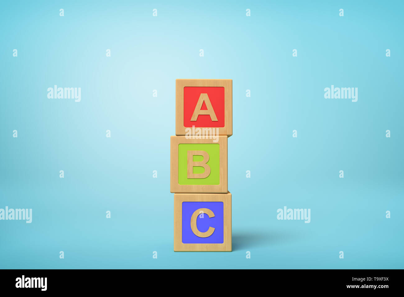3d rendering of alphabet toy blocks on blue background Stock Photo - Alamy