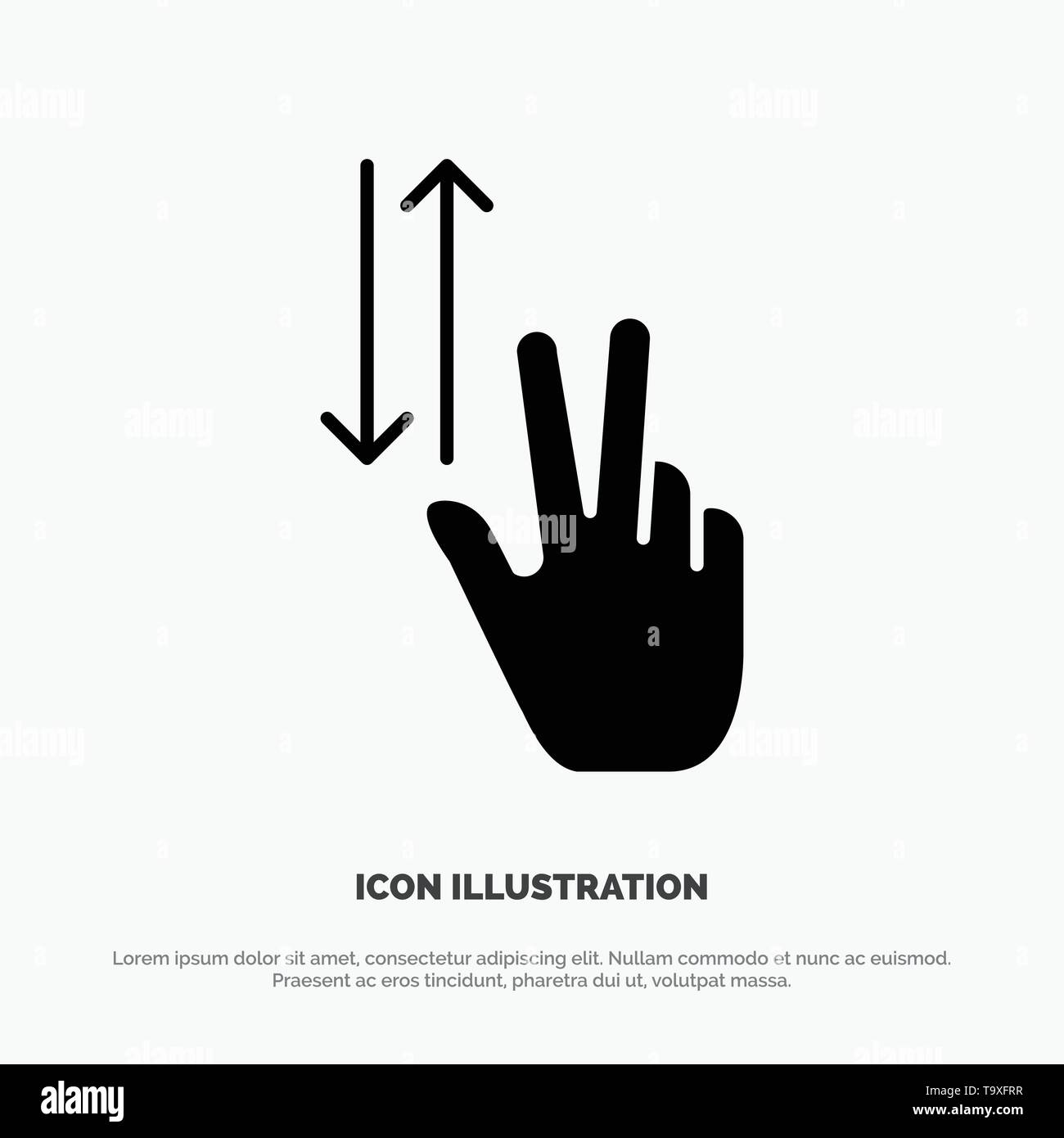 Finger, Gestures, Two, Up, Down solid Glyph Icon vector Stock Vector ...