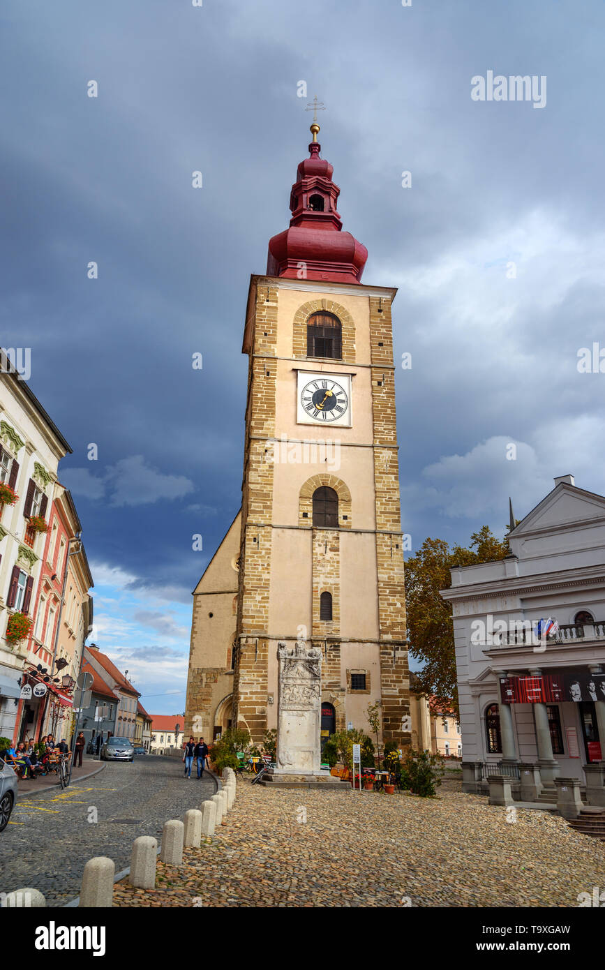 Ptuj , Slovenia - October 27, 2018: Town Tower on Slovene Square in ...