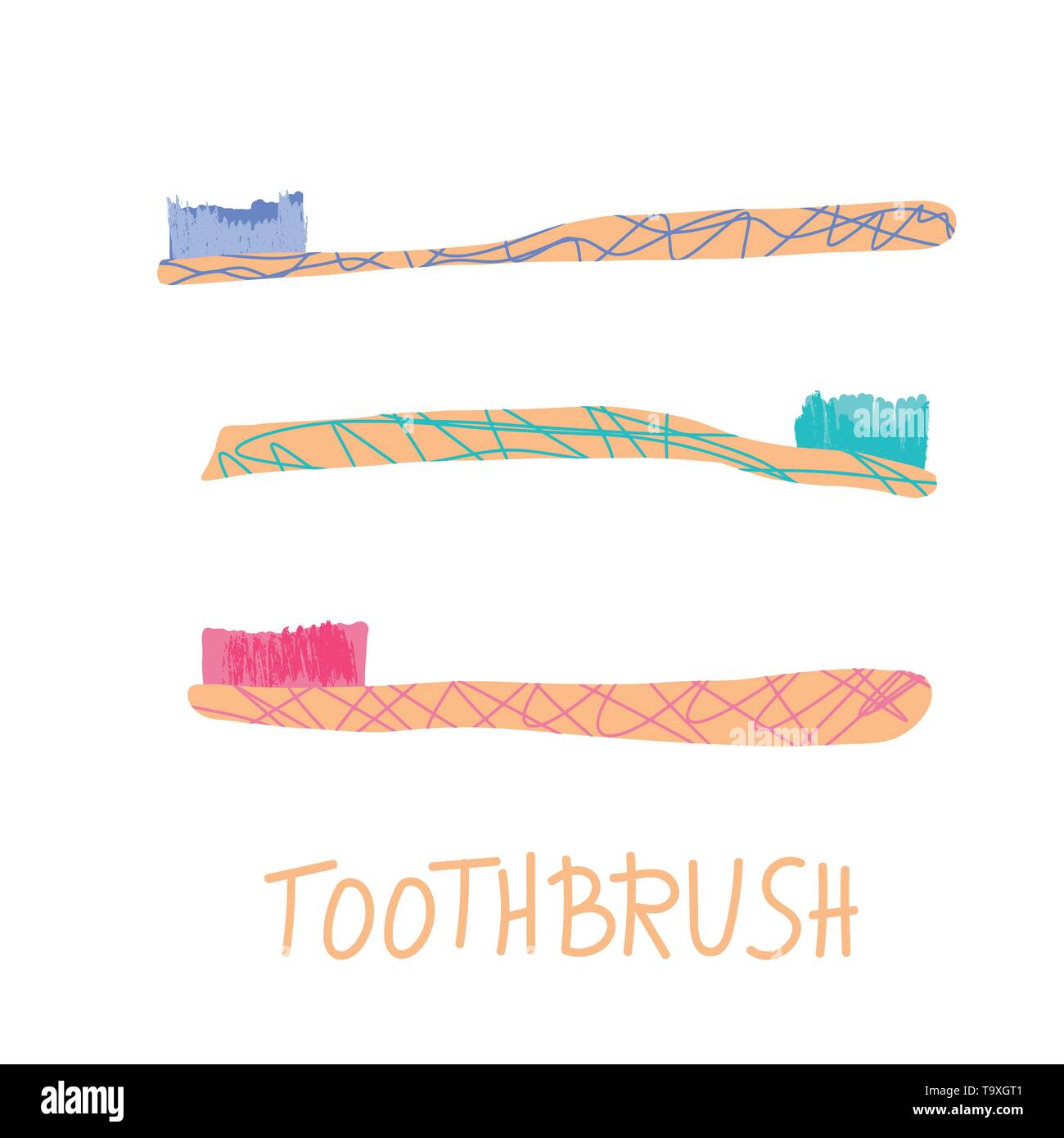 Toothbrushes set isolated. Creative brushes collection. Vector ...