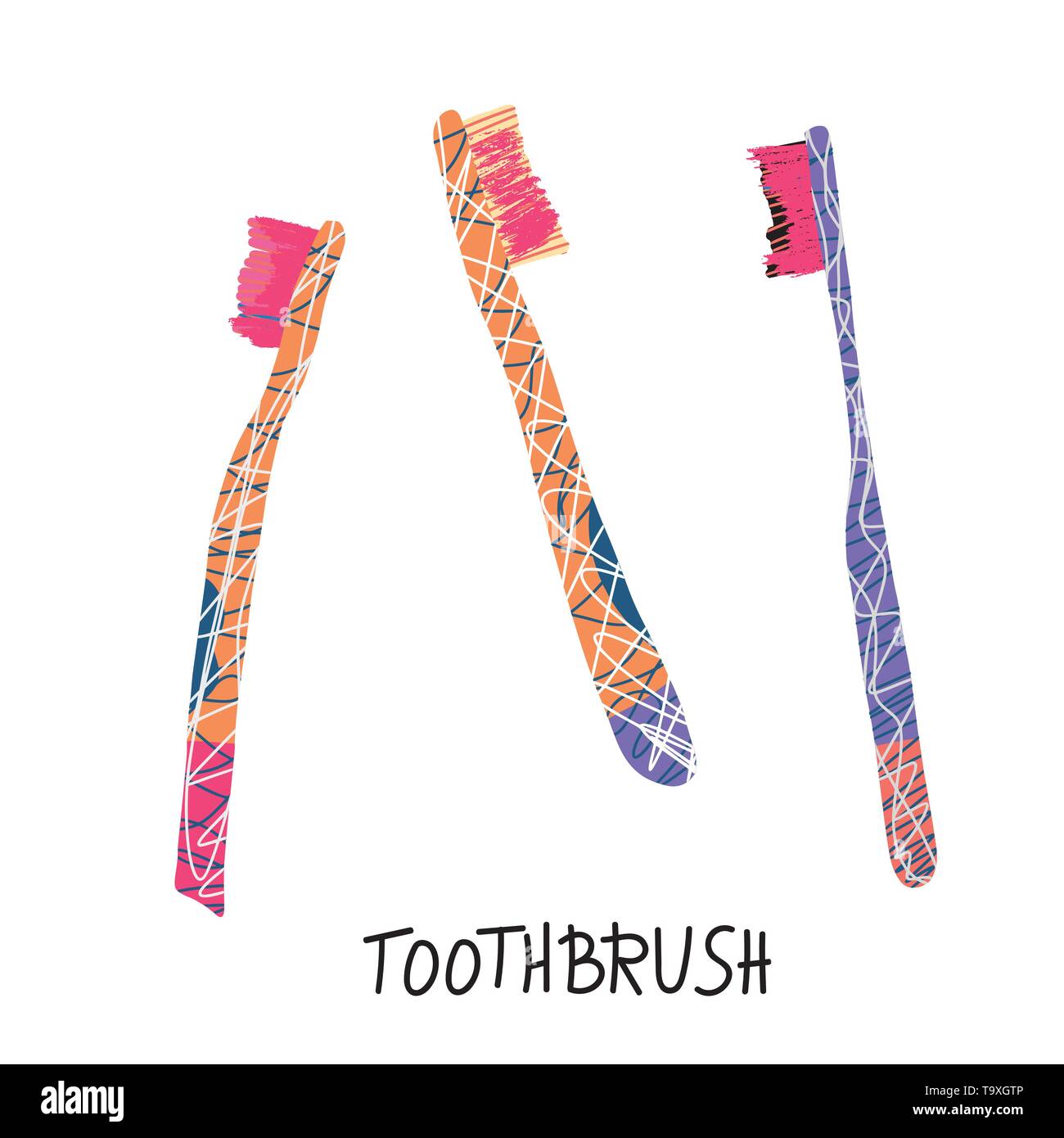 Toothbrushes set isolated. Creative brushes collection. Vector ...