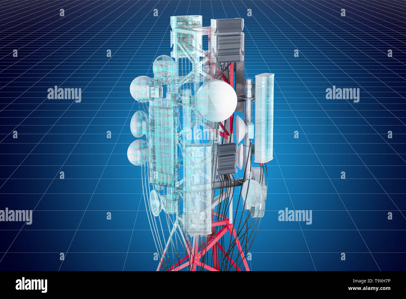 Visualization 3d cad model of cell tower, 3D rendering Stock Photo - Alamy