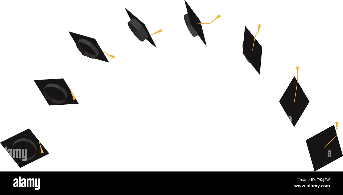 flight path of a student cap with a tassel in different angles to ...