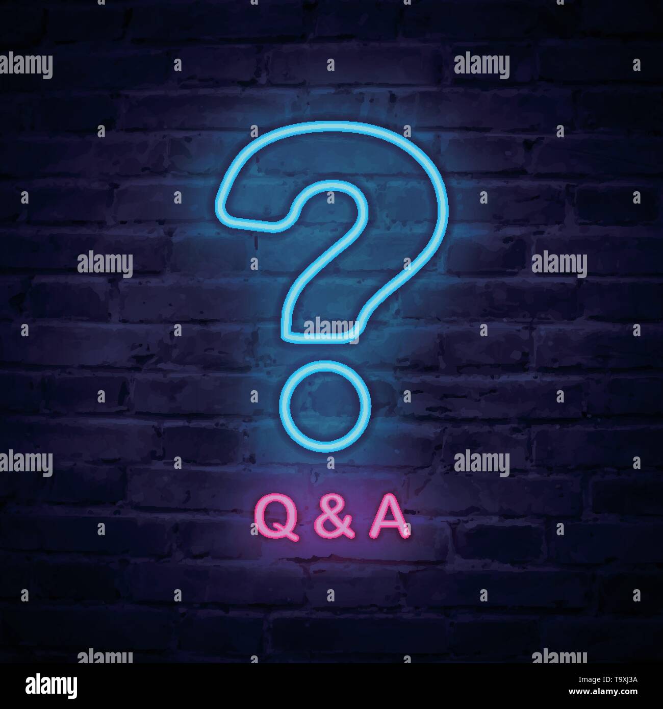 Vector illuminated neon light icon sign question notation. Ideal for ...