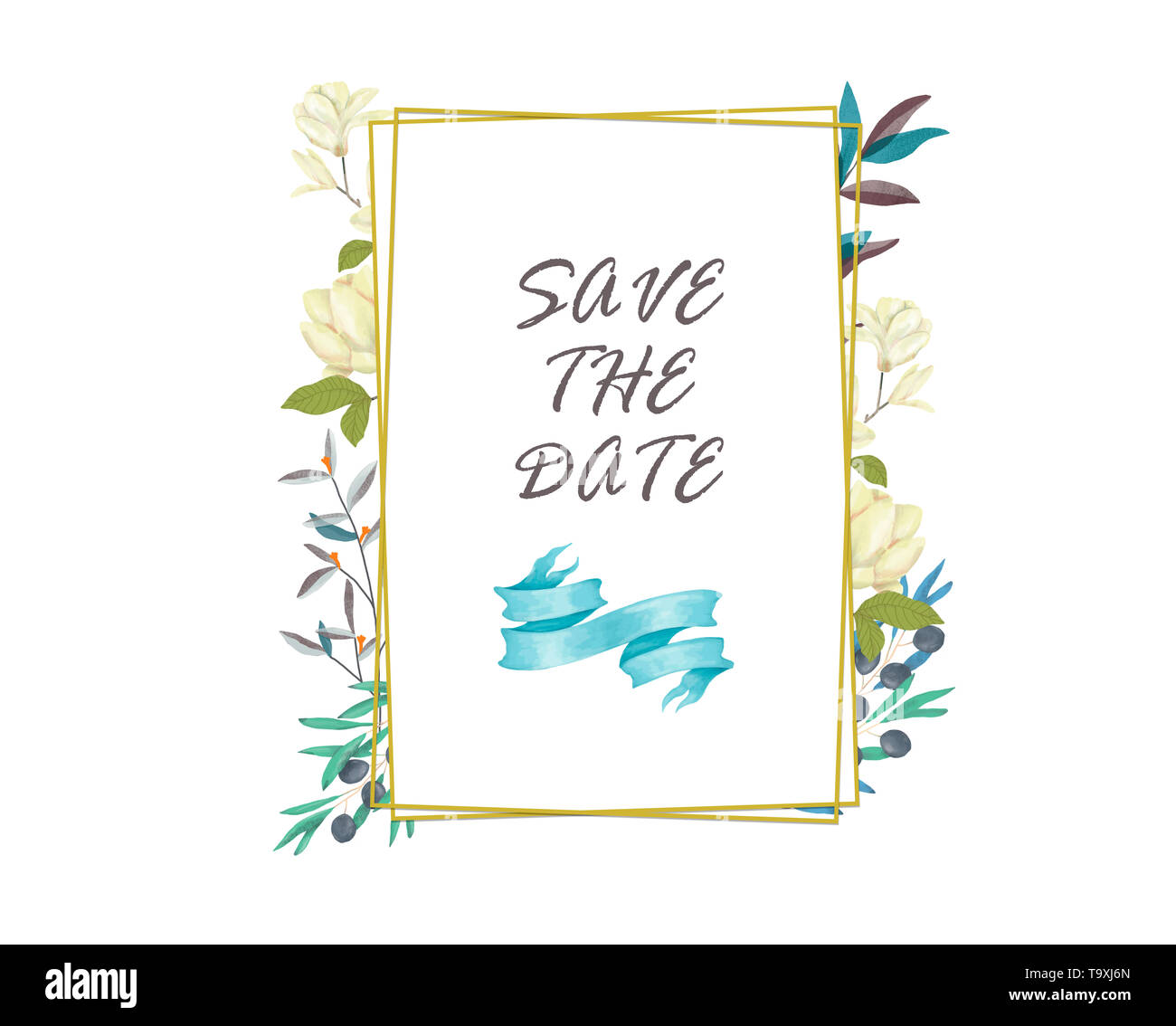 Wedding Invitation, floral invite card Stock Photo - Alamy
