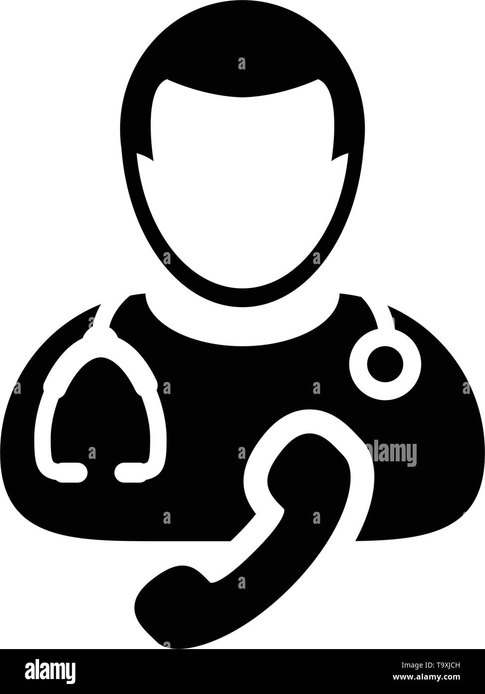 Doctor icon vector male person profile avatar symbol with Stethoscope ...