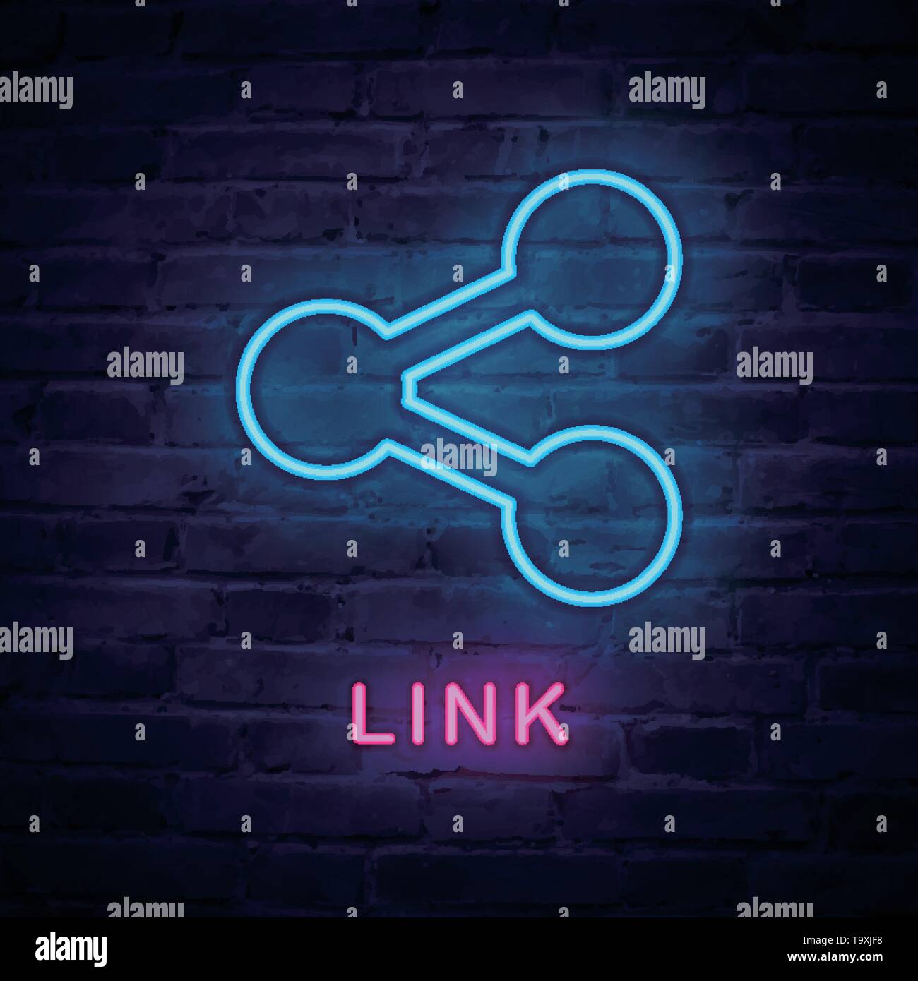 Vector illuminated neon light icon sign link connection. Ideal for both ...