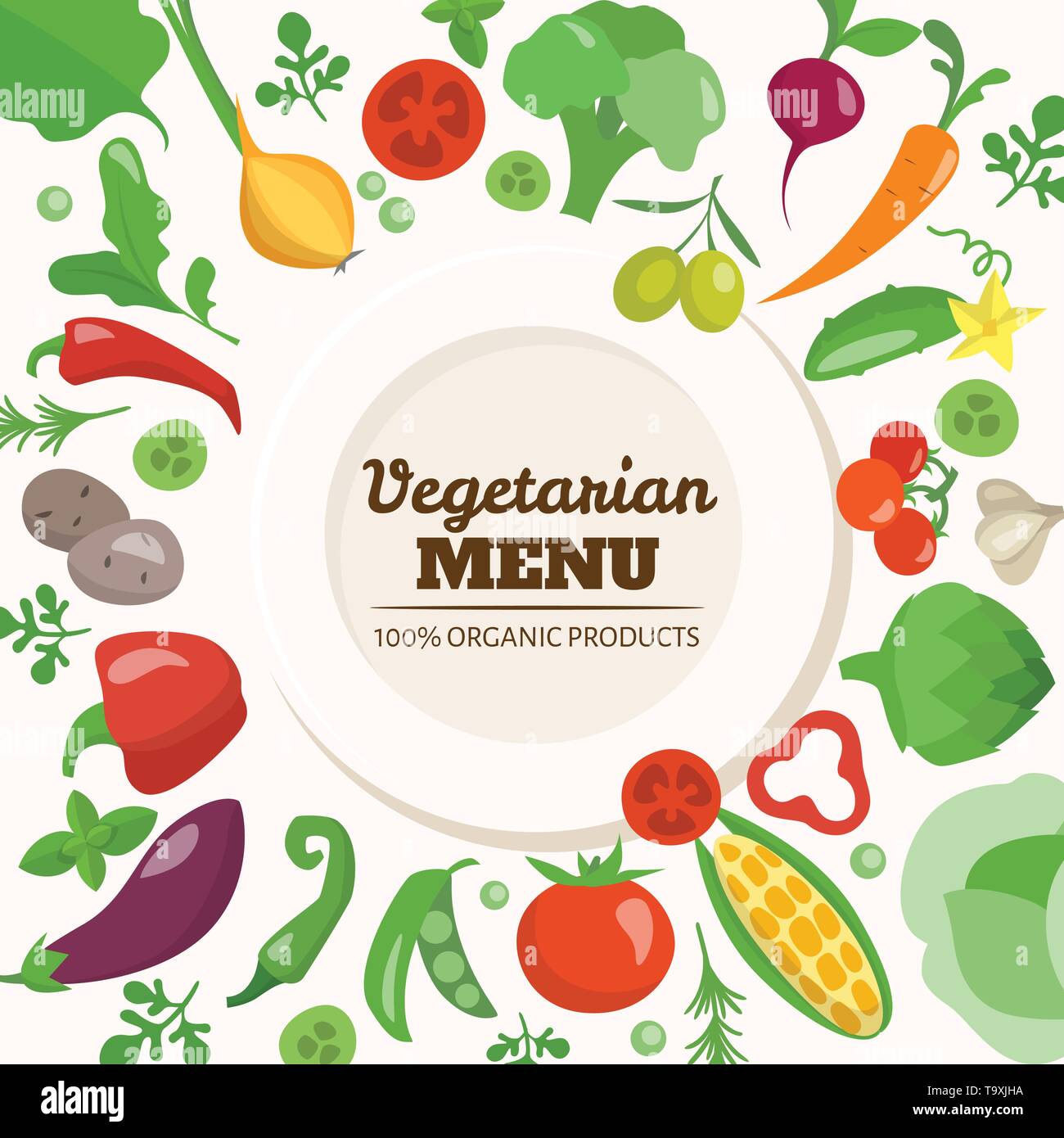 Vector poster with vegetarian food elements. Good for menu Stock Vector ...