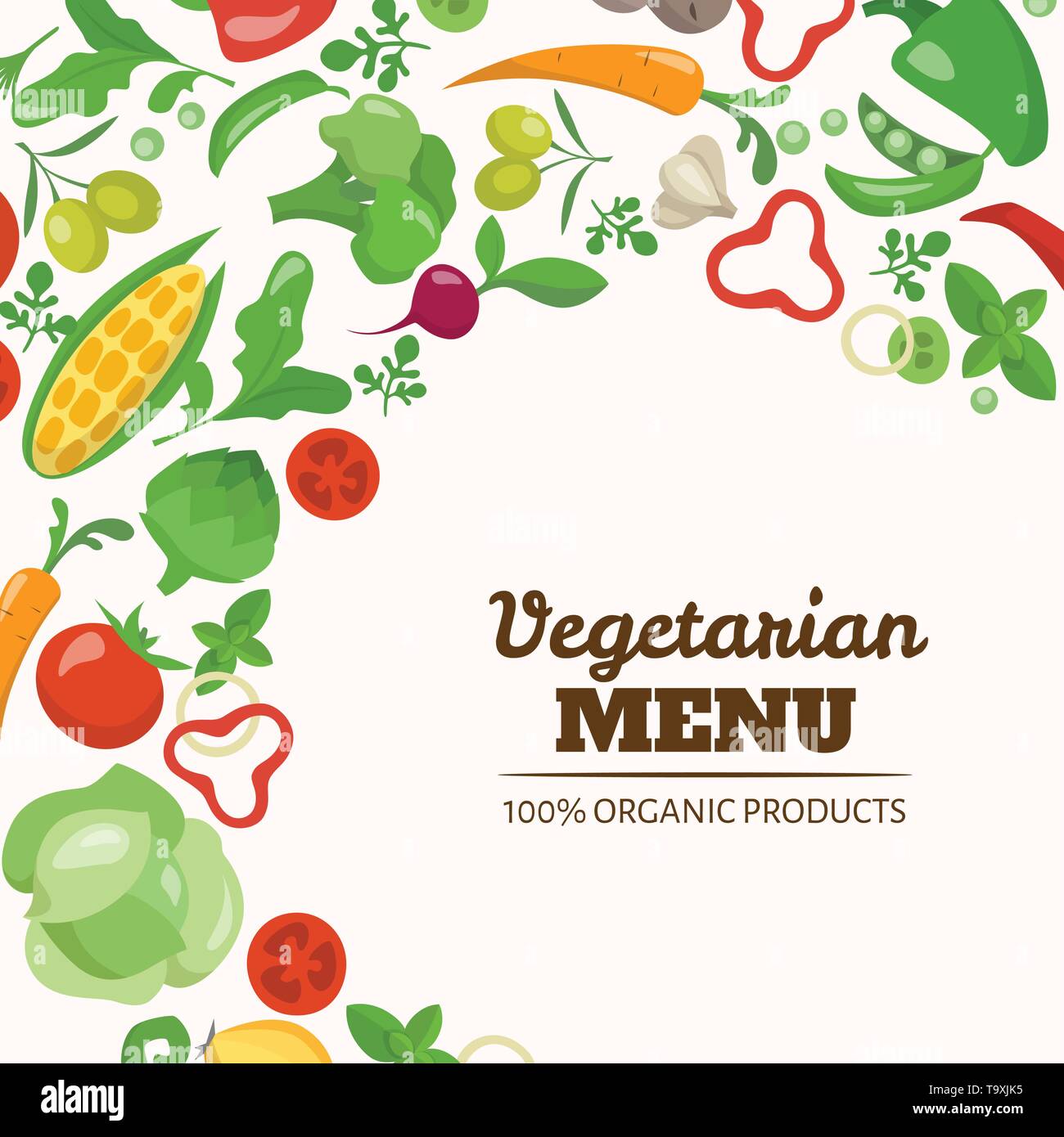 Vegetarian menu cover design with different vegetables Stock Vector ...